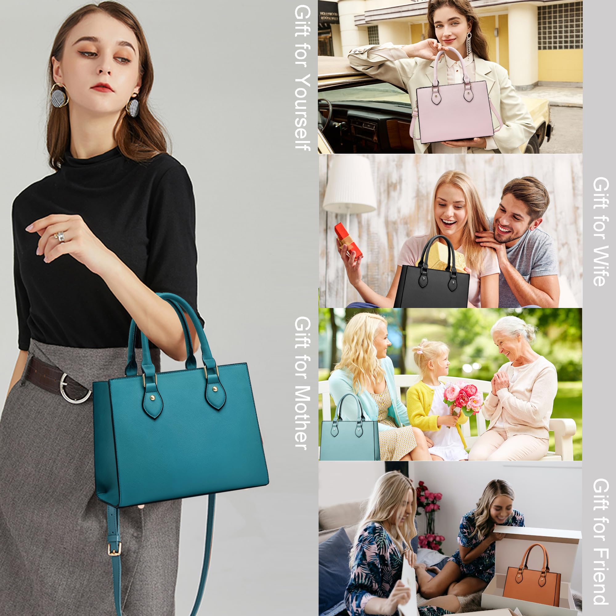 CHICAROUSAL Crossbody Purses and Handbags for Women PU Leather Tote Top Handle Satchel Shoulder Bags (Blue Green)