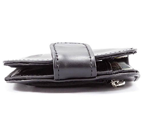 Big Skinny Women's Taxicat Leather Bi-Fold Slim Wallet, Holds Up to 25 Cards, Black