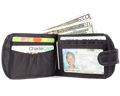 Big Skinny Women's Taxicat Leather Bi-Fold Slim Wallet, Holds Up to 25 Cards, Black