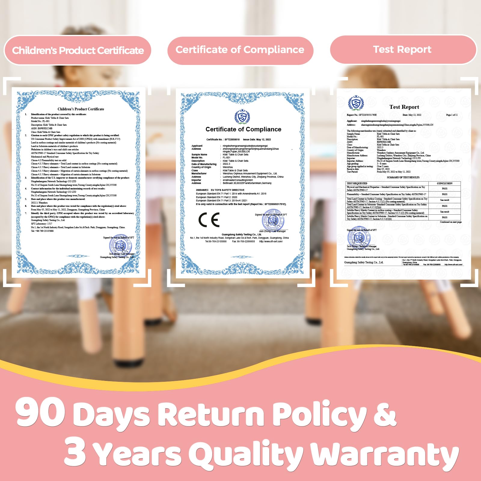FUNLIO Kids Table and 2 Chairs Set, Height Adjustable Toddler Table and Chair Set for Ages 3-8, Easy to Wipe Arts & Crafts Table, for Classrooms/Daycares/Homes, CPC & CE Approved (3pcs Set) - Pink