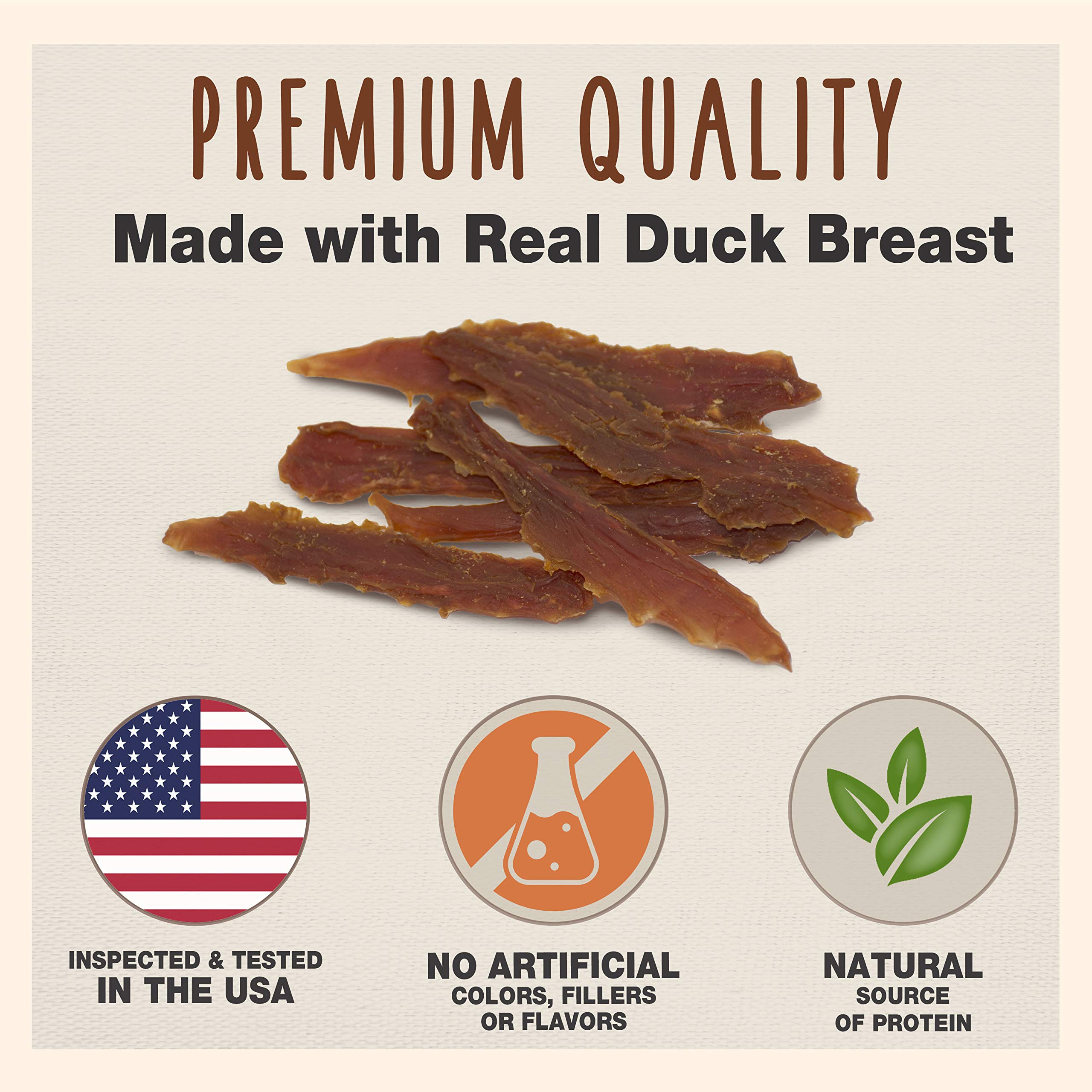 Cadet Gourmet Duck Breast Jerky Dog Treats, Healthy, Long-Lasting High-Protein Training Treats for Small & Large Dogs, 40 oz.