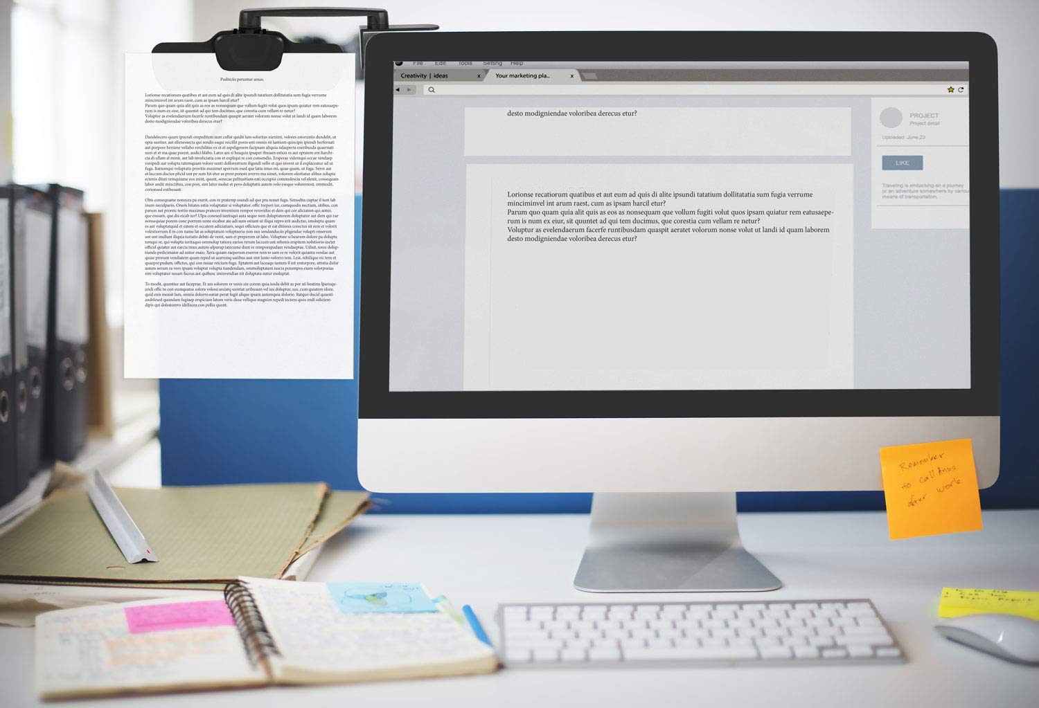 Mount-It! Monitor Document Holder Clip - Paper and Copy Holder Attachment for Typing with 3M Adhesive Sticker, Swivel 360 Degrees, Left and Right Side Mounting (MI-9005)