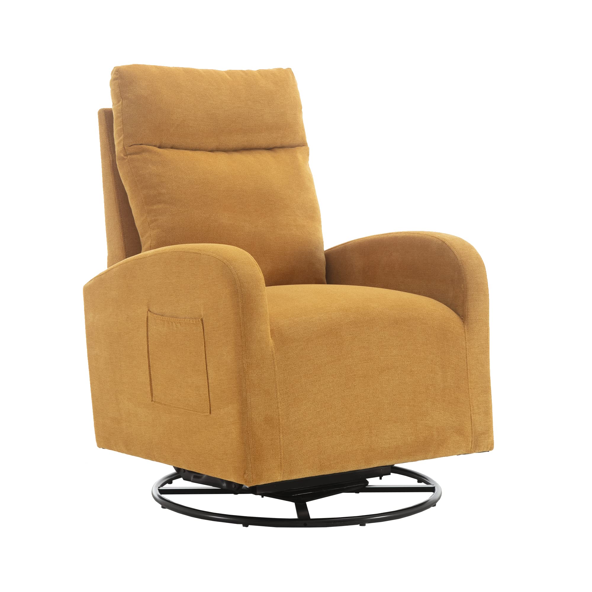 VanTook Swivel Rocking Recliner Chairs, Upholstered Swivel Glider Rocker, Lazy Boy Recliner, Nursery Lounge Chair with Side Pocket for Living Room Nursery Bedroom Waiting Rooms, Yellow