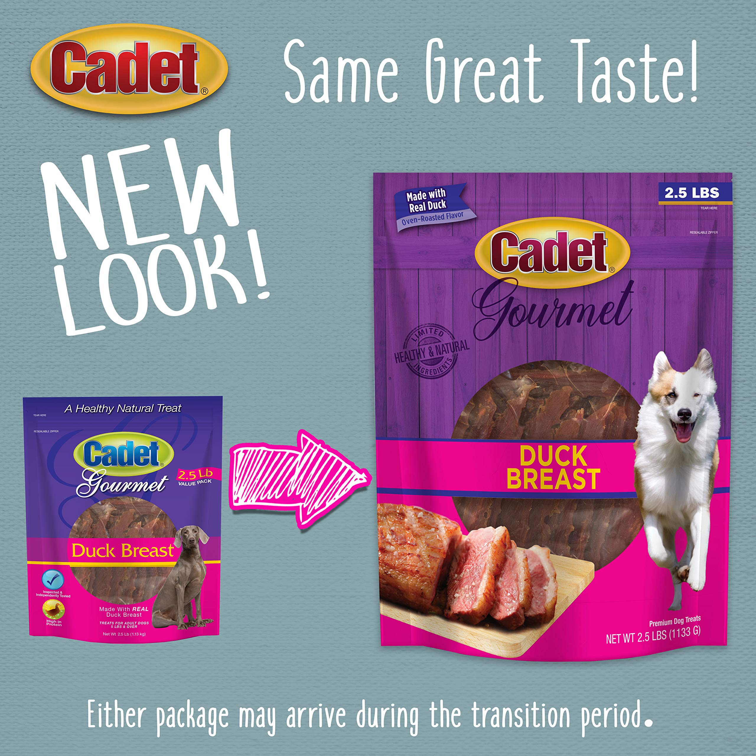 Cadet Gourmet Duck Breast Jerky Dog Treats, Healthy, Long-Lasting High-Protein Training Treats for Small & Large Dogs, 40 oz.