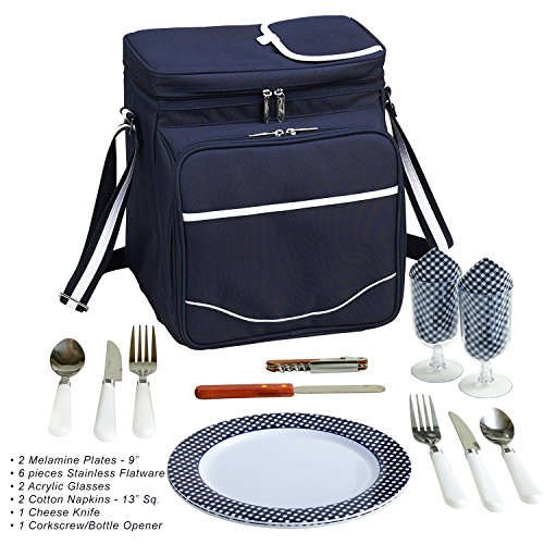 Picnic at Ascot Original Insulated Picnic Basket/Cooler Equipped with Service for 2- Designed, Assembled & Quality Approved in the USA