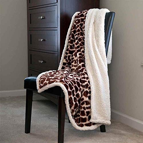 Lavish Home Giraffe Fleece Sherpa Blanket Throw