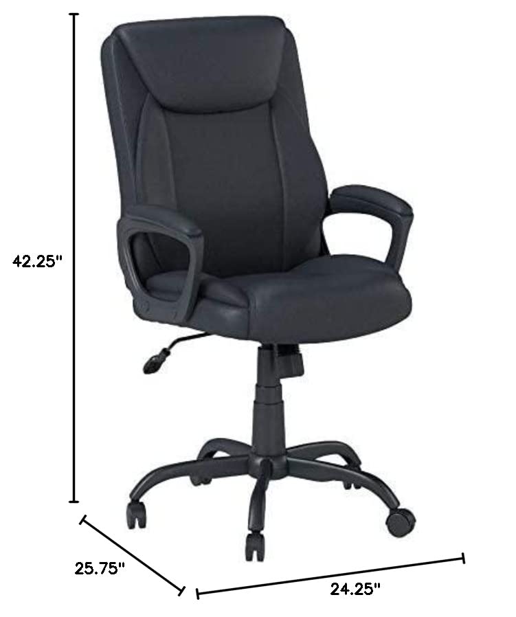 Amazon Basics Classic Puresoft Padded Mid-Back Office Computer Desk Chair with Armrest - Black