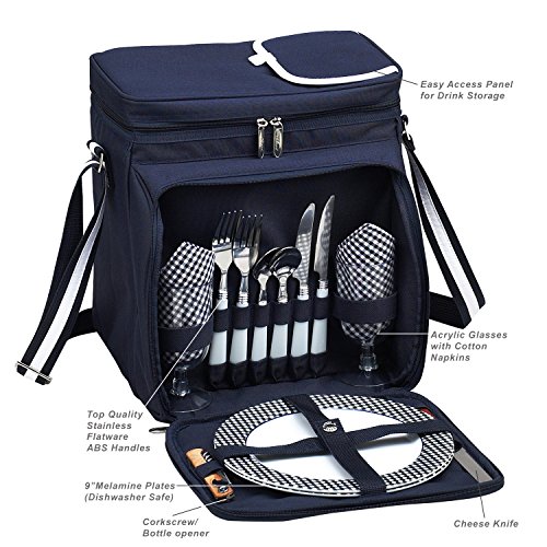 Picnic at Ascot Original Insulated Picnic Basket/Cooler Equipped with Service for 2- Designed, Assembled & Quality Approved in the USA
