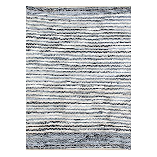 RAJRANG BRINGING RAJASTHAN TO YOU 4' x 6' Reversible Area Rugs Blue Denim Chindi Rag Rug Hand Woven Boho Eco Friendly Recycled Material for Farmhouse Home Decor