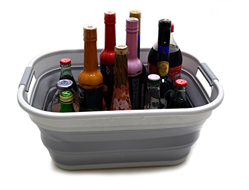 SAMMART 19.5L Set of 2 Collapsible Laundry Basket with Lid - Foldable Pop Up Storage Container/Organizer - Portable Washing Tub - Space Saving Hamper/Basket with Lid (2, Grey)