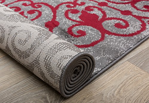 Contemporary Modern Floral Indoor Soft Runner Area Rug 2' x 7'2" Red