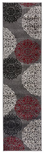 Contemporary Modern Floral Indoor Soft Runner Area Rug 2' x 7'2" Red