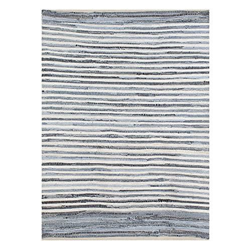 RAJRANG BRINGING RAJASTHAN TO YOU 4' x 6' Reversible Area Rugs Blue Denim Chindi Rag Rug Hand Woven Boho Eco Friendly Recycled Material for Farmhouse Home Decor