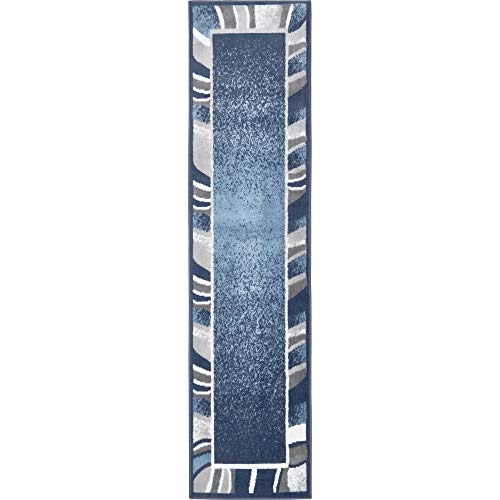 Home Dynamix Lyndhurst Rotana Modern Area Rug, Contemporary Blue/Gray/Ivory 1'9"x7'2"