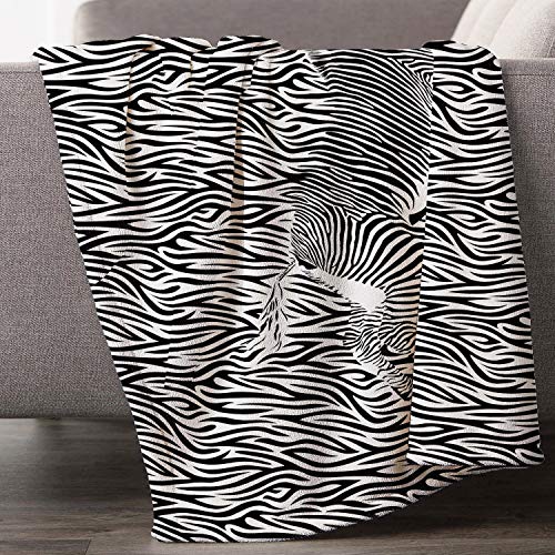 Loong Design Fun Zebra Throw Blanket Super Soft, Fluffy, Premium Sherpa Fleece Blanket 50'' x 60'' Fit for Sofa Chair Bed Office Travelling Camping Gift