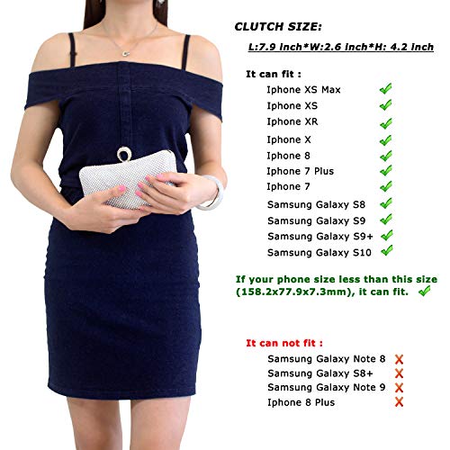 Dexmay Rhinestone Crystal Ring Clutch Purse Luxury Evening Bag for Bridal Wedding Party Gold