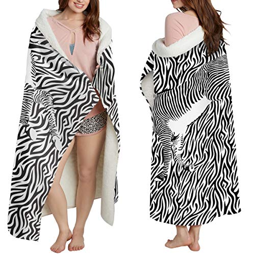 Loong Design Fun Zebra Throw Blanket Super Soft, Fluffy, Premium Sherpa Fleece Blanket 50'' x 60'' Fit for Sofa Chair Bed Office Travelling Camping Gift