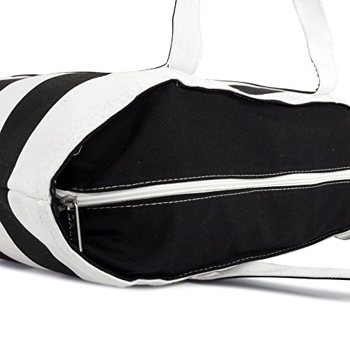 DALIX Striped Beach Bag Tote Bags Satchel Personalized Black Ballent Letter L