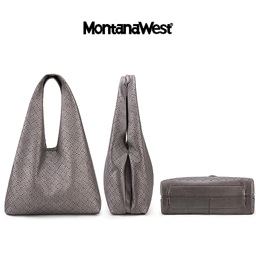 Montana West Black Slouchy Hobo Bags for Women Hollow out Shoulder Purses and Handbags Vegan Leather Top Handle Tot