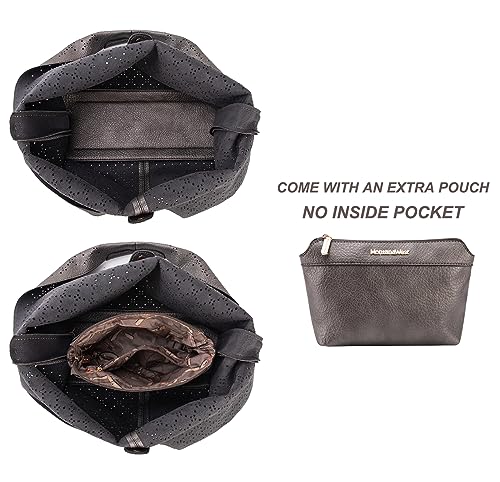 Montana West Black Slouchy Hobo Bags for Women Hollow out Shoulder Purses and Handbags Vegan Leather Top Handle Tot
