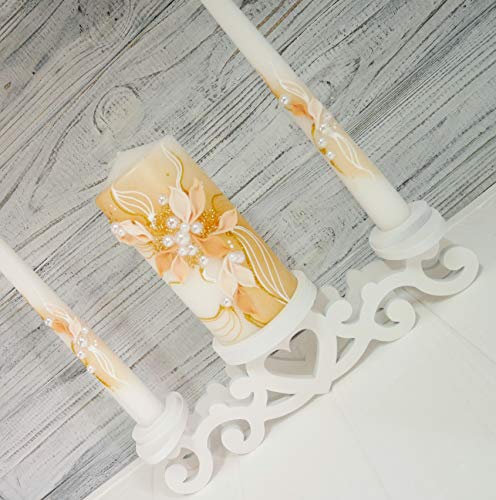 Magik Life Unity Candle Set for Wedding - Wedding Accessories for Reception and Ceremony - Candle Sets - 6 Inch Pillar and 2 10 Inch Tapers - Decorative Pillars Gold