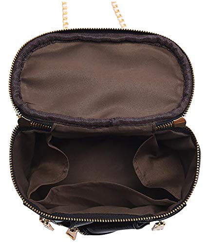 QZUnique Motorcycle Jacket Shoulderbag PU Leather Handbag Punk Style Crossbody Bag Rivet Purse Lapel Collar Bag with Chain Black
