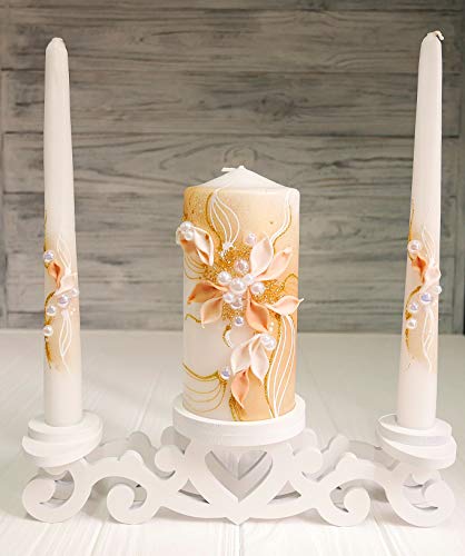 Magik Life Unity Candle Set for Wedding - Wedding Accessories for Reception and Ceremony - Candle Sets - 6 Inch Pillar and 2 10 Inch Tapers - Decorative Pillars Gold
