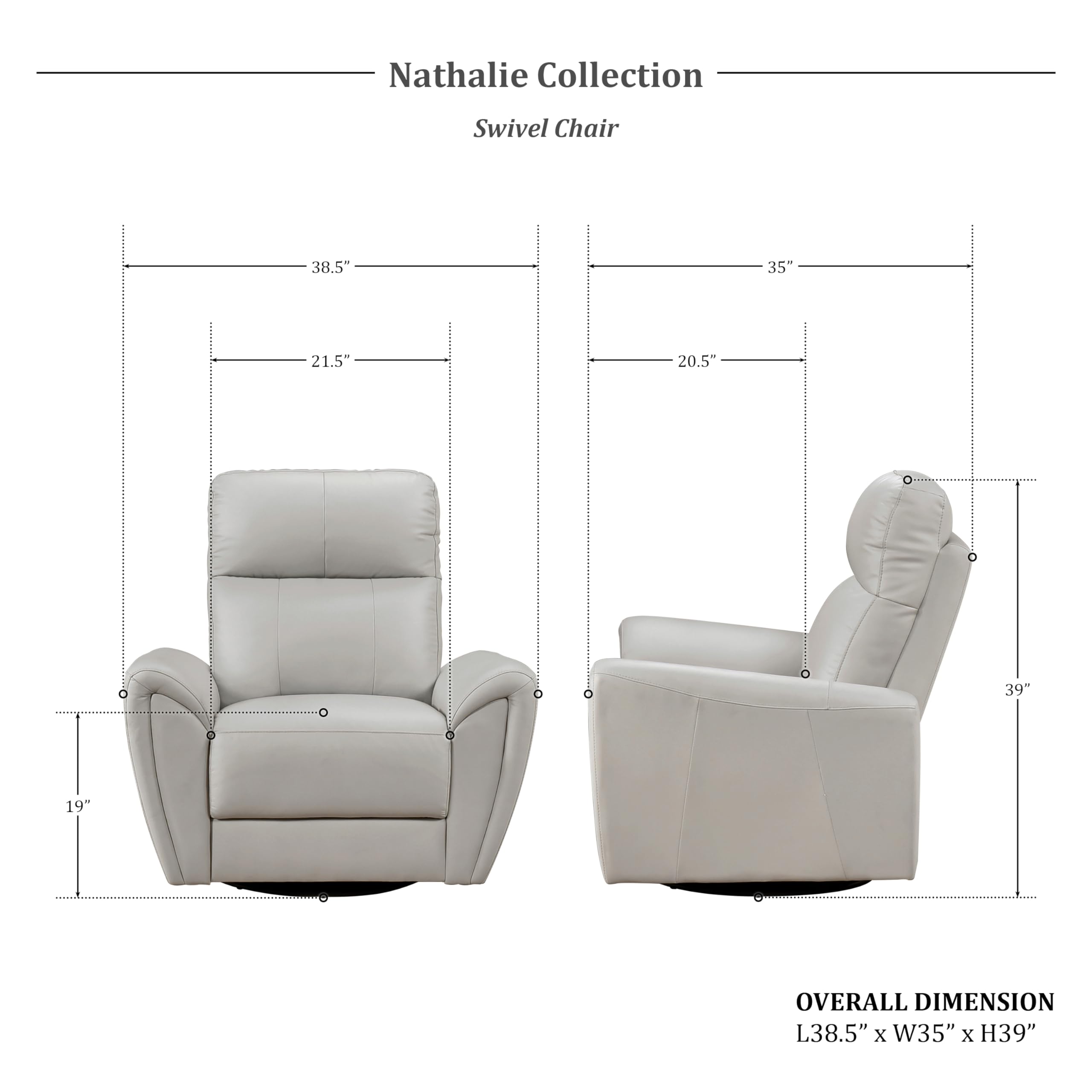 Lexicon Nathalie Leather Match Swivel Glider Chair, Gray