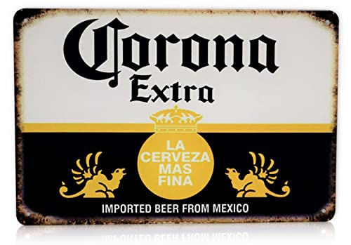 Corona Beer Man Cave Decor Metal Bar Sign | La Cerveza Alcohol Cervezas Extra | Party Home Bar Decor | Retro Vintage Bar Signs Size: 8x12 Inches