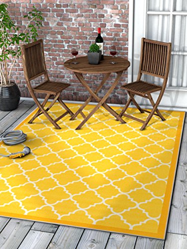 Well Woven Kings Court Brooklyn Trellis Modern Gold Geometric Lattice 3'3" x 4'7" Indoor/Outdoor Area Rug