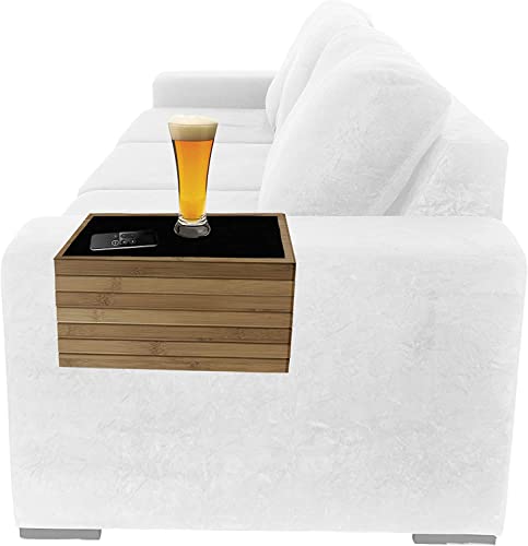Nord Eagle Bamboo Sofa Arm Tray Table Arm Rest Protector Universal Drink Holder Side Table Couch Remote Caddy