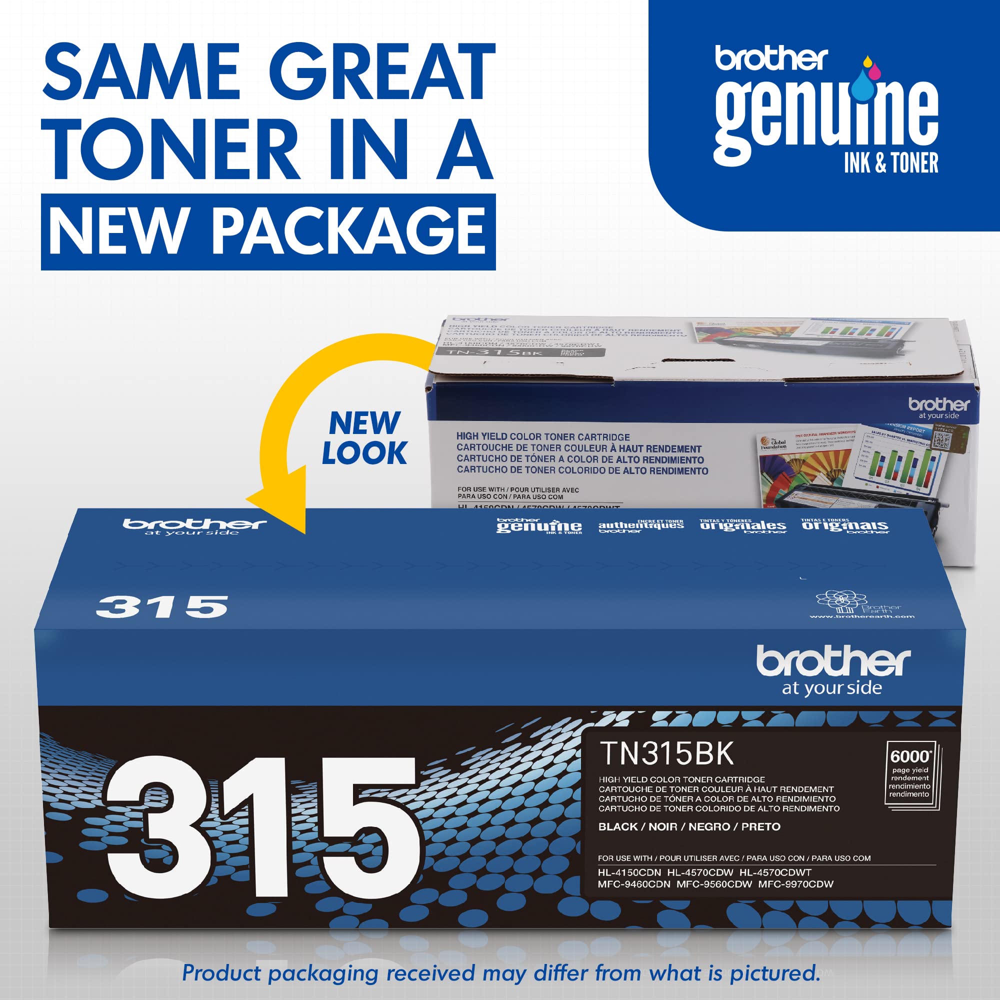 Brother TN-315BK DCP-9050 9055 9270 HL-4140 4150 4570 MFC-9460 9465 9560 9970 Toner Cartridge (Black) in Retail Packaging
