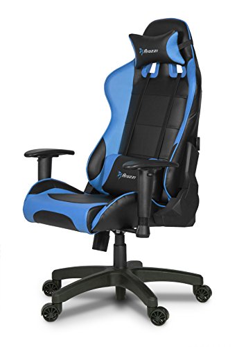 Arozzi Verona Junior Gaming Chair for Kids with High Backrest, Recliner, Swivel, Tilt, Rocker and Seat Height Adjustment, Lumbar and Headrest Pillows Included - Blue