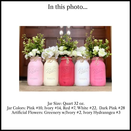 Set of 3, 4, or 5 - Painted Distressed Mason Jars - Choose Pint 16 oz or Quart 32 oz, Your Choice of Jar Colors, Artificial Flowers are Optional, Rustic Wedding Centerpieces for Tables Mason Jars