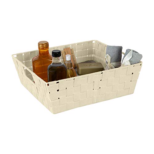 Kennedy Simplify Bins/Totes - Large Storage Baskets - Woven Strap/Storage Organizer - Lightweight - Ivory - 13"x15"x5