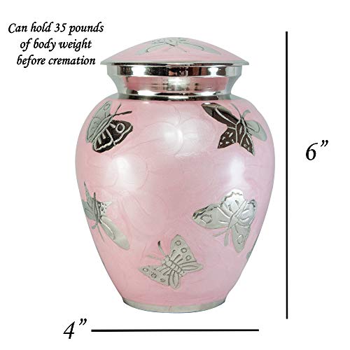 Custom Engraved Pink Butterfly Medium Cremation Urn