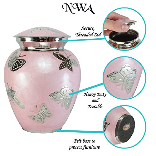 Custom Engraved Pink Butterfly Medium Cremation Urn