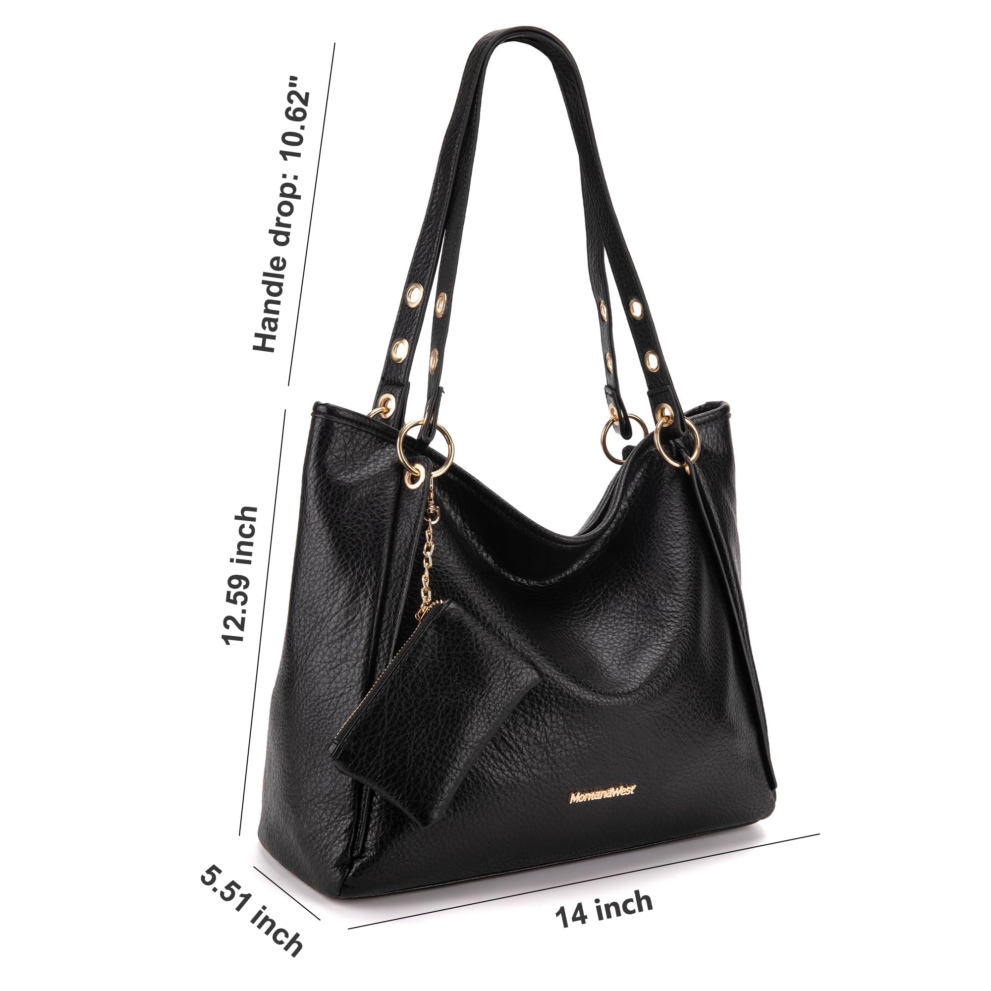 Montana West Large Tote Bag for Women Purses and Handbags Shoulder Bag with Removable Coin Pouch,MWC2-187BK