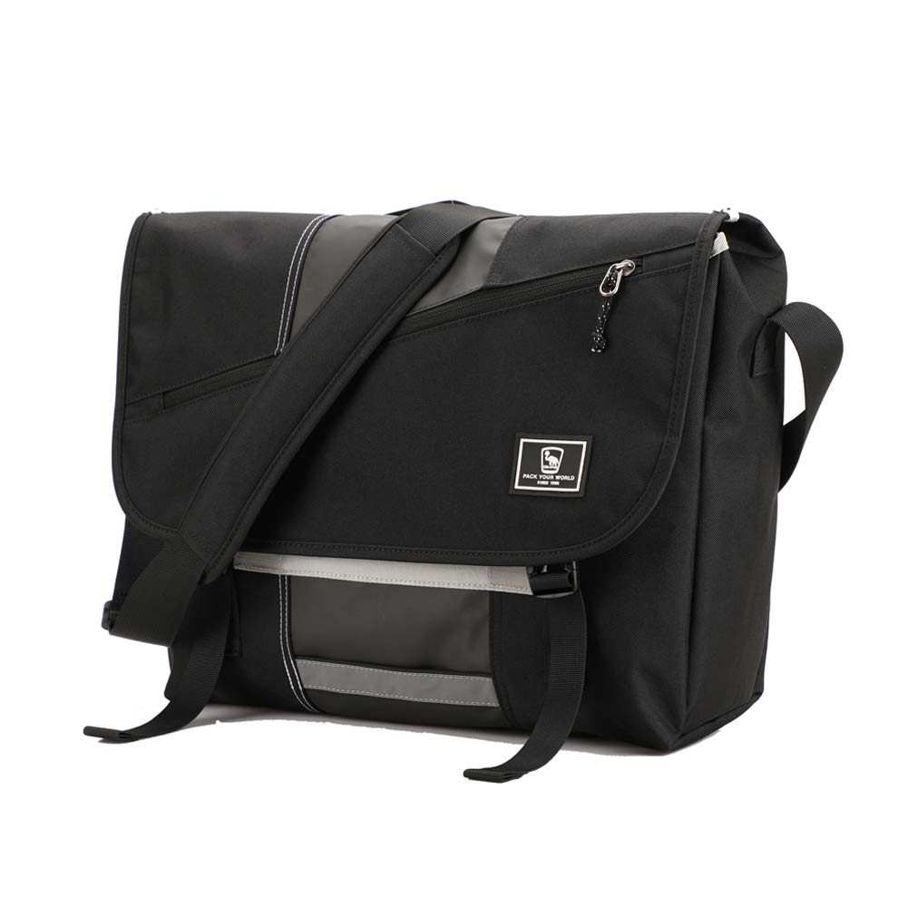 OIWAS Small Messenger Bag for Men/Women Crossbody Travel Briefcase Bags Shoulder Bag Canvas 14 Inch Laptop Computer Satchel Bag Work Black