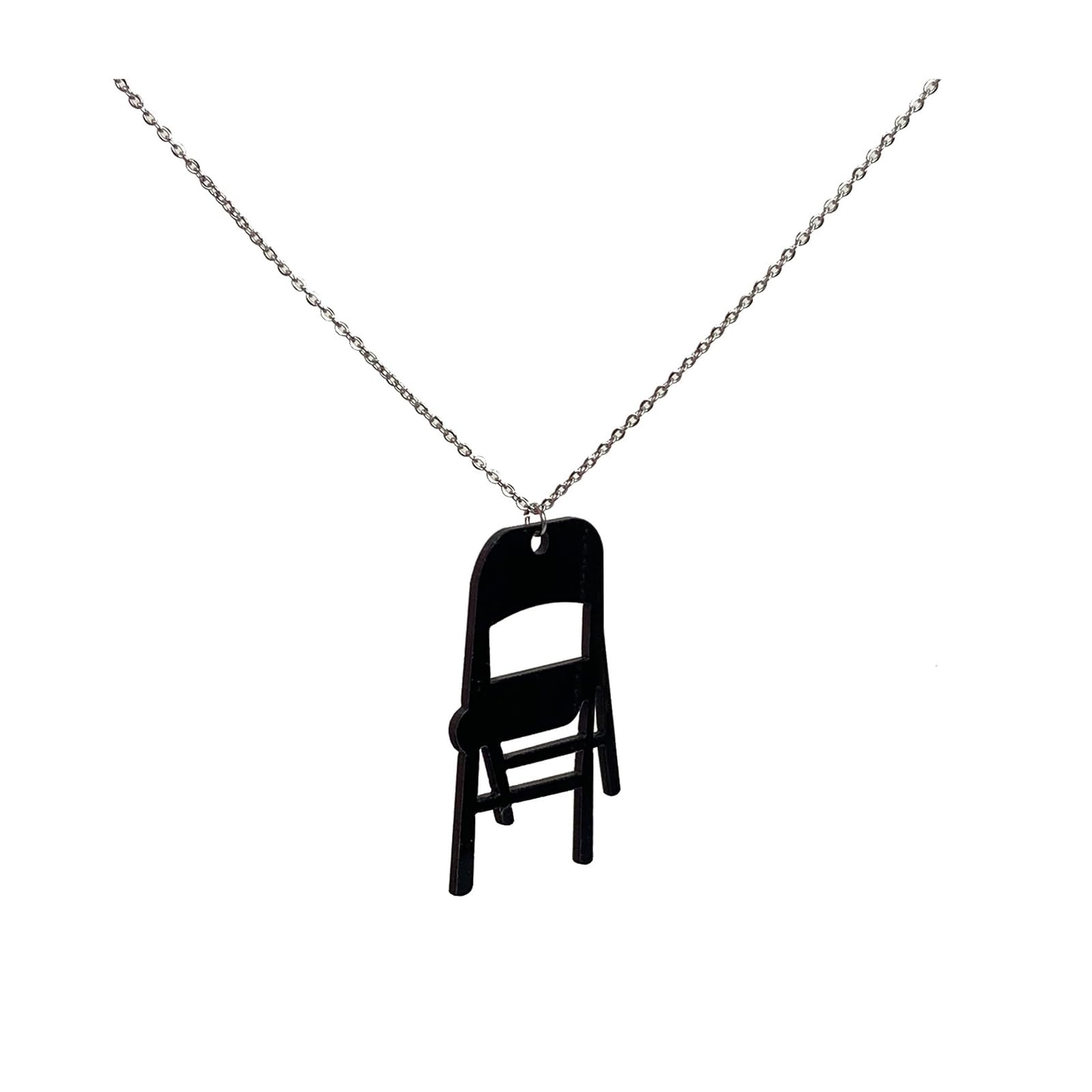 HILOLOA Folding Chair Necklace From Alabama Brawl Battle Of Montgomery Funny Fashion Classic Chair Jewelry for Women-black