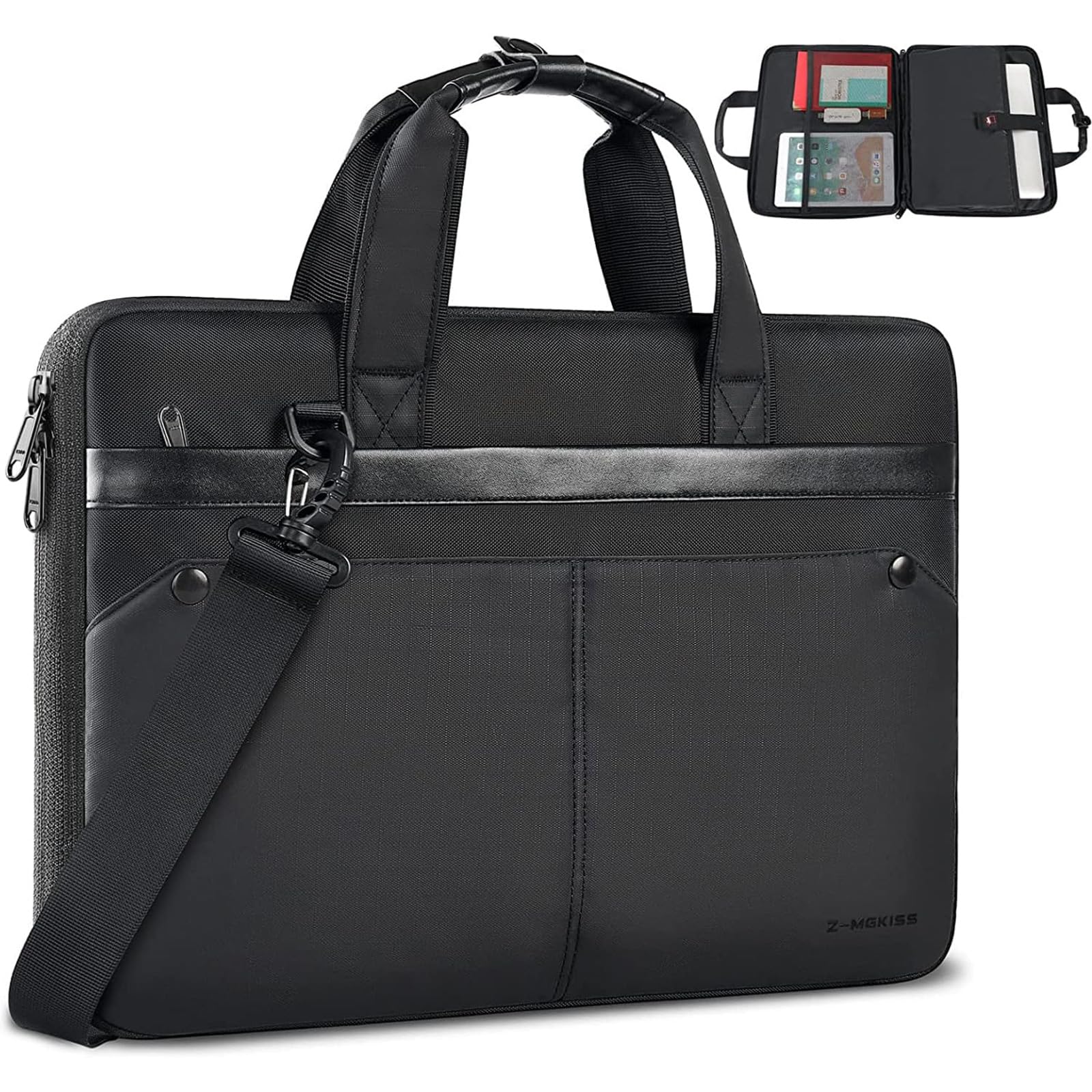 Z-MGKISS Laptop Bag, Computer Bag, Briefcase for Men, 15.6 Inch Laptop Bag Carrying Case, WaterproofTSA Messenger Shoulder Bag with Strap, Office College Laptop Bag for HP, Dell, Notebook, MacBook