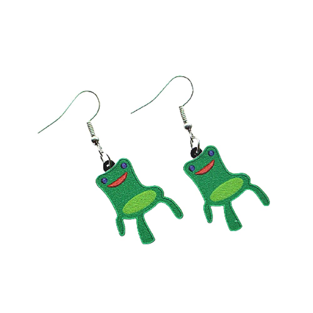Lovely Sitting Frog Dangle Earrings Cute Frogs Faces Stud Earring Animal Acrylic Drop Jewelry Aesthetic Gifts for Women - chair frog