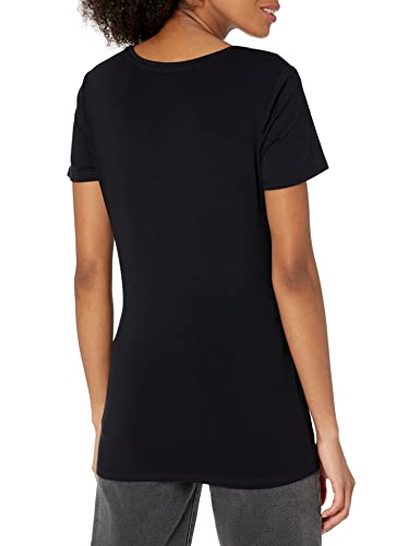 Amazon Essentials Women's Classic-Fit Short-Sleeve Crewneck T-Shirt, Pack of 2, Black/White, Small