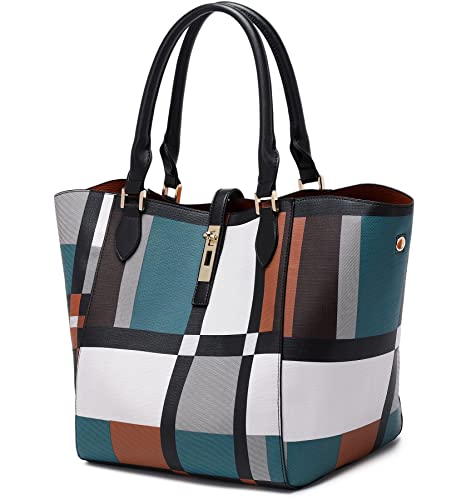 sqlp Large Work Tote Bag for Women Designer Purses and Handbags Big Bucket bags Ladies Travel Crossbody Purse blue check