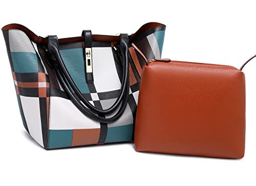 sqlp Large Work Tote Bag for Women Designer Purses and Handbags Big Bucket bags Ladies Travel Crossbody Purse blue check