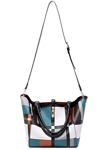 sqlp Large Work Tote Bag for Women Designer Purses and Handbags Big Bucket bags Ladies Travel Crossbody Purse blue check