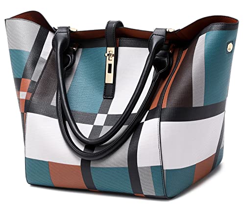 sqlp Large Work Tote Bag for Women Designer Purses and Handbags Big Bucket bags Ladies Travel Crossbody Purse blue check