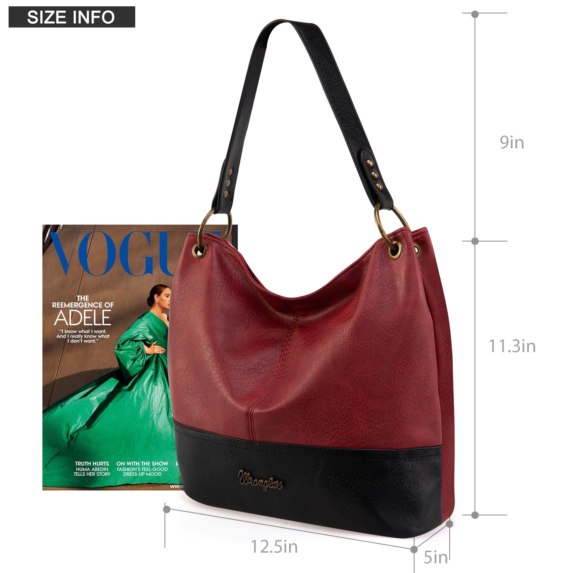 Wrangler Hobo Bags for Women Leather Hobo Purses Shoulder Bag Tote Bag Womens Purses and Handbags WG20-918RD