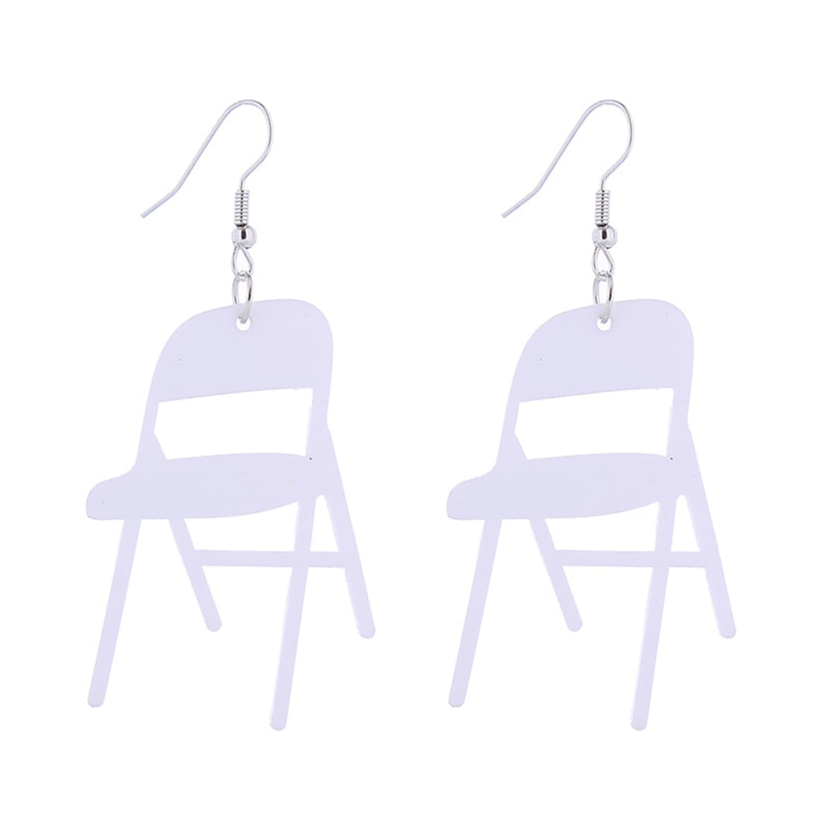 Chair Earrings Acrylic Folding Chair Earrings Chair Movement Earrings Fun Chair Dangle Drop Earrings For Women (White)