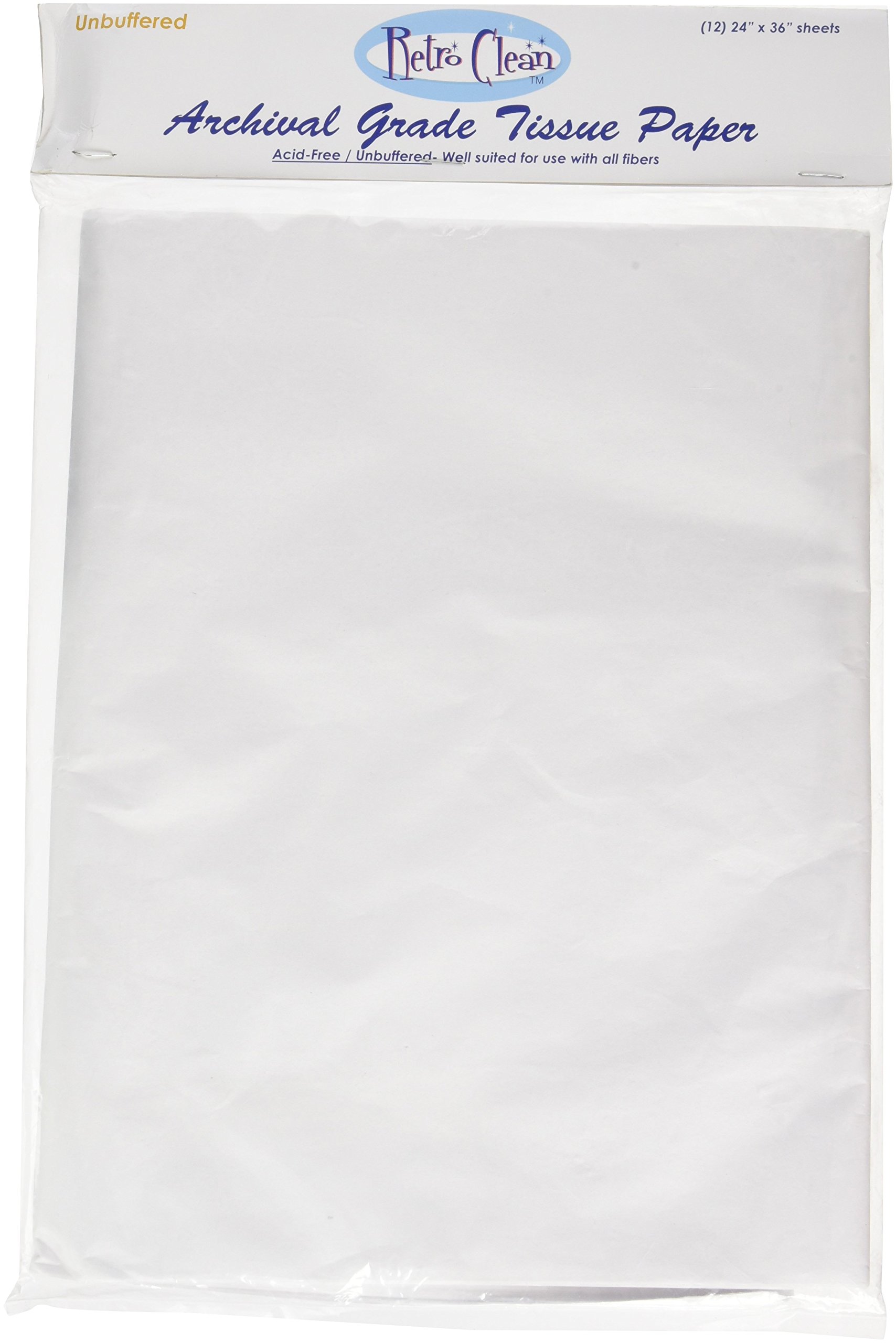 RetroClean Unbuffered Archival Grade Tissue Paper, 24-Inch x 36-Inch, 12 sheets
